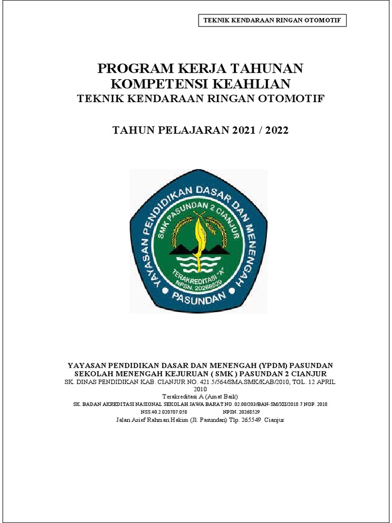 Program Kerja TKRO 2021/2022 | PDF