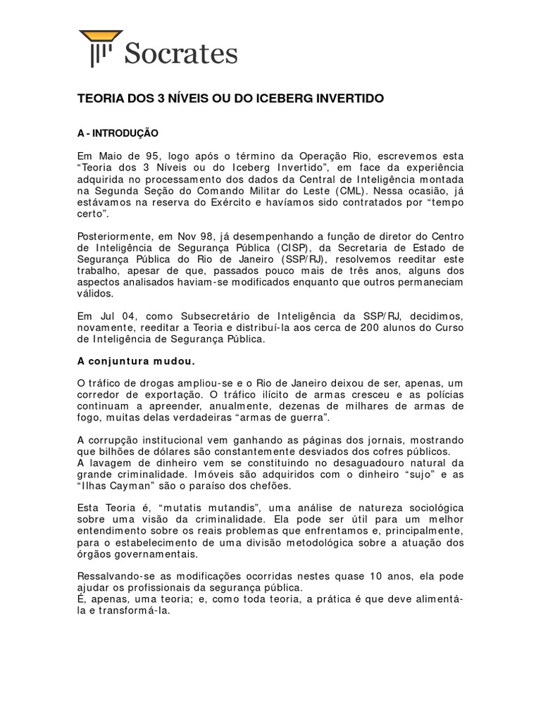 Teoria Dos 3 Níveis Ou Do Iceberg Invertido | PDF | Polícia | Crime e ...