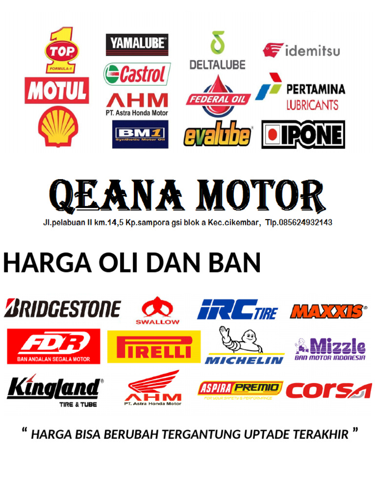 Harga Oli Dan Ban | PDF