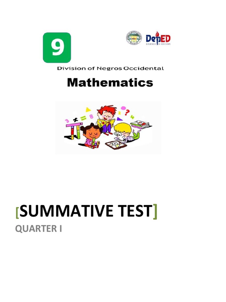 Grade 9 Math Summative Test Questions | PDF | Equations | Quadratic ...
