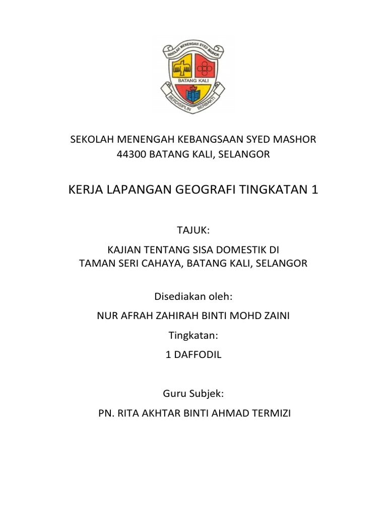 Sekolah Menengah Kebangsaan Syed Mashor | PDF