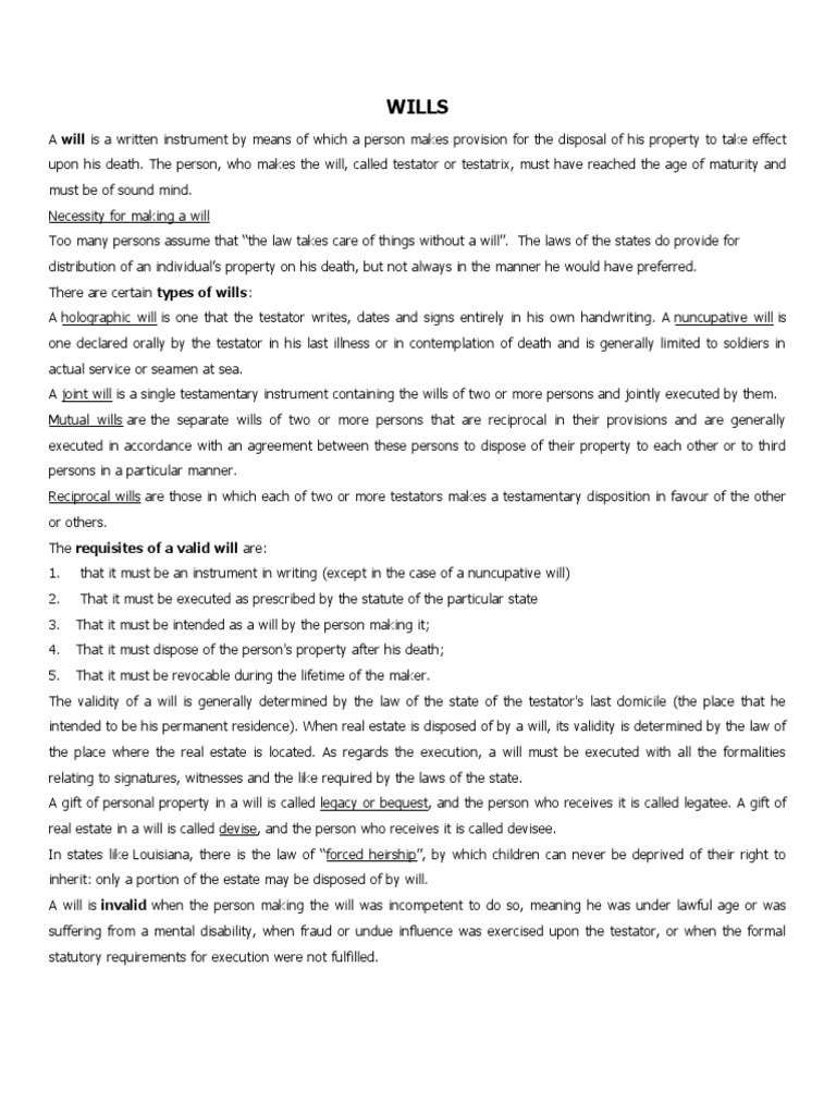 Wills | PDF | Will And Testament | Trust Law