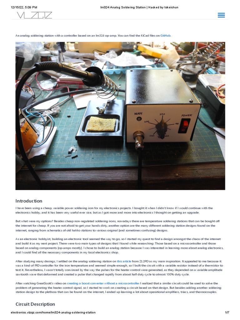 DIY Analog Soldering Station Guide | PDF | Amplifier | Operational Amplifier