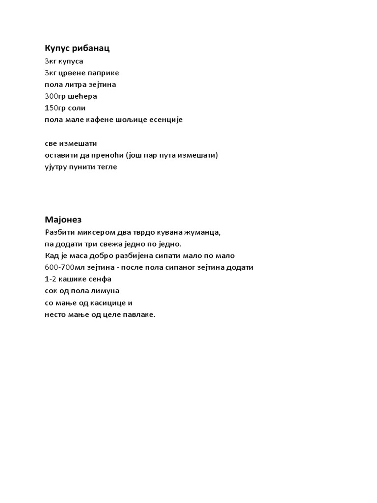 Ribanac, Majonez | PDF