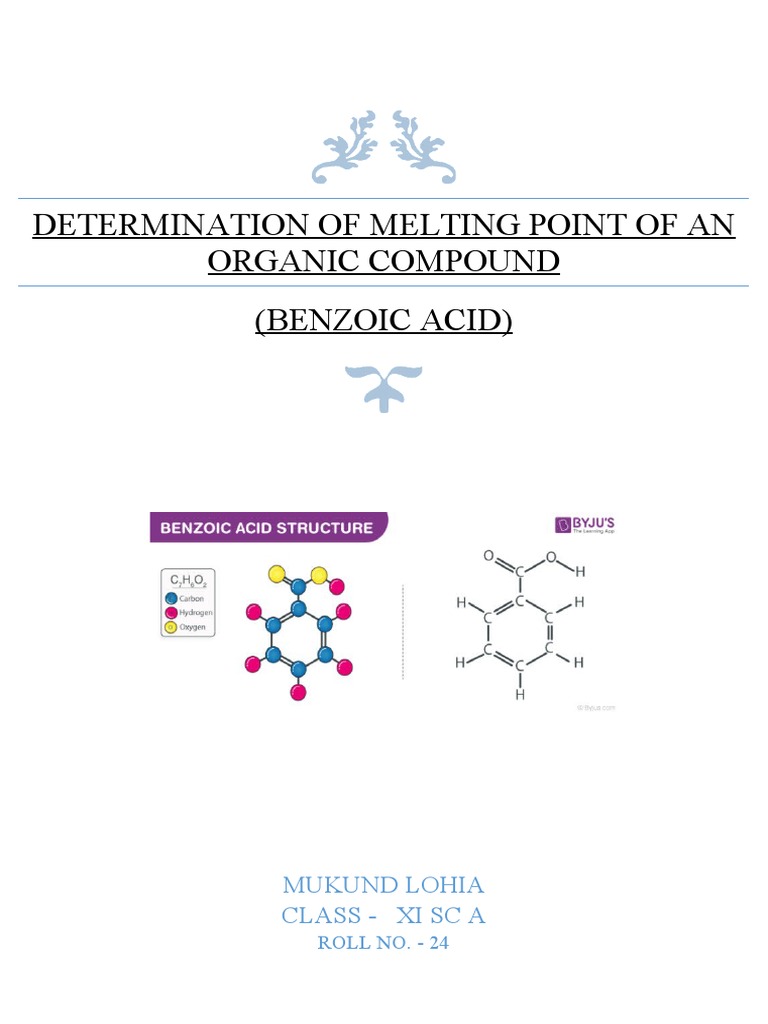 Determination of Melting Point of An Organic Compound | PDF | Melting Point | Melting