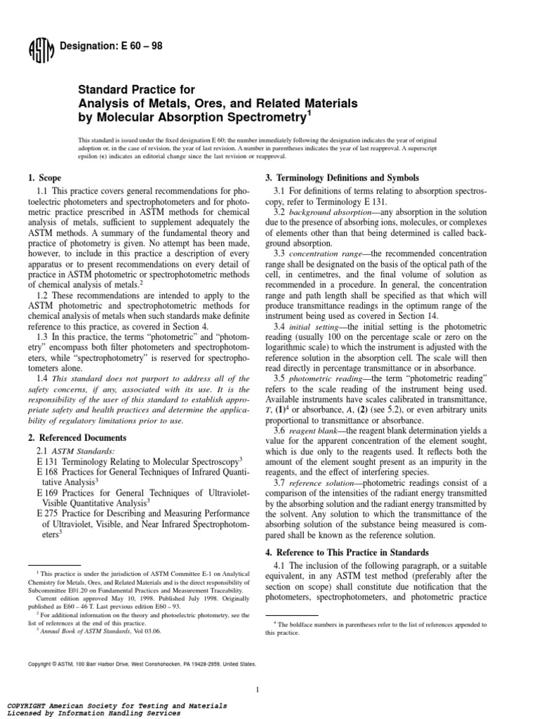 Astm E-60 - 1998 | PDF