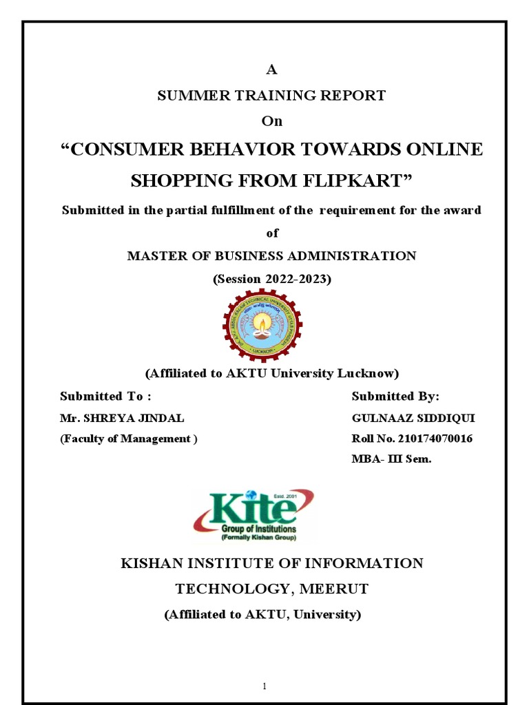 Consumer Behavior Towards Online Shopping From Flipkart | PDF | E ...