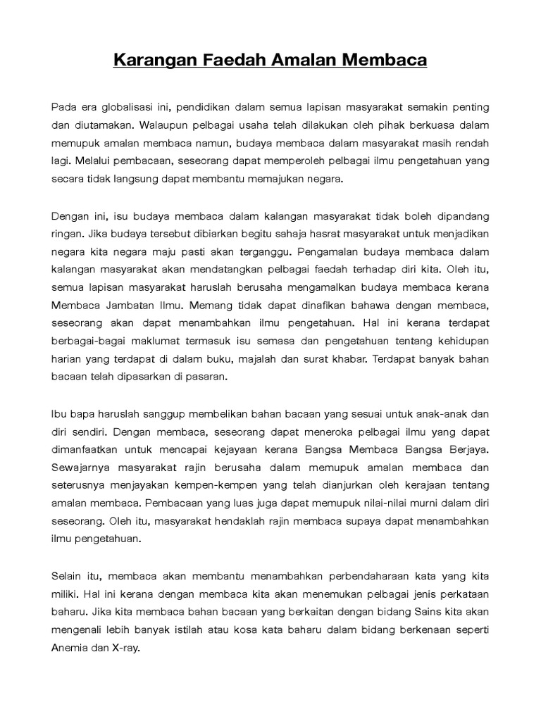 Karangan Faedah Amalan Membaca | PDF