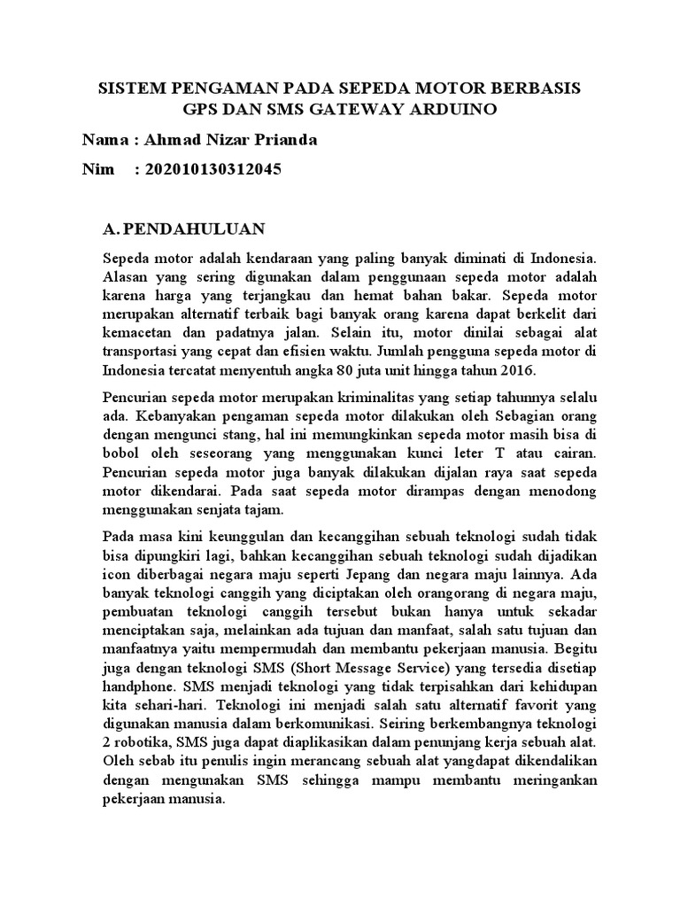 Sistem Pengaman Pada Sepeda Motor Berbasis GPS Dan SMS Gateway Arduino ...