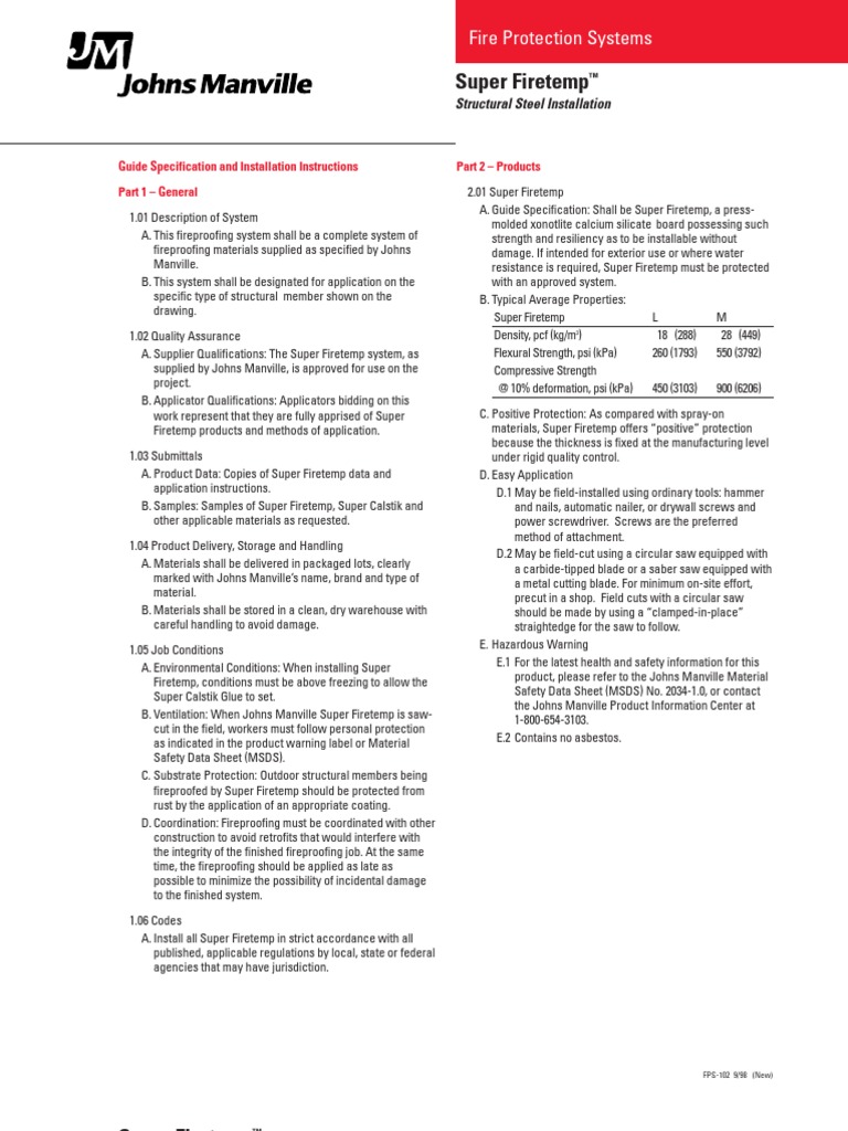 Super Firetemp: Fire Protection Systems | PDF | Screw | Drywall