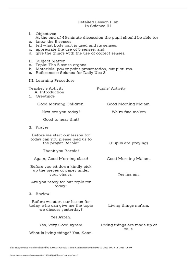 Demo 5 Senses | PDF | Senses | Taste