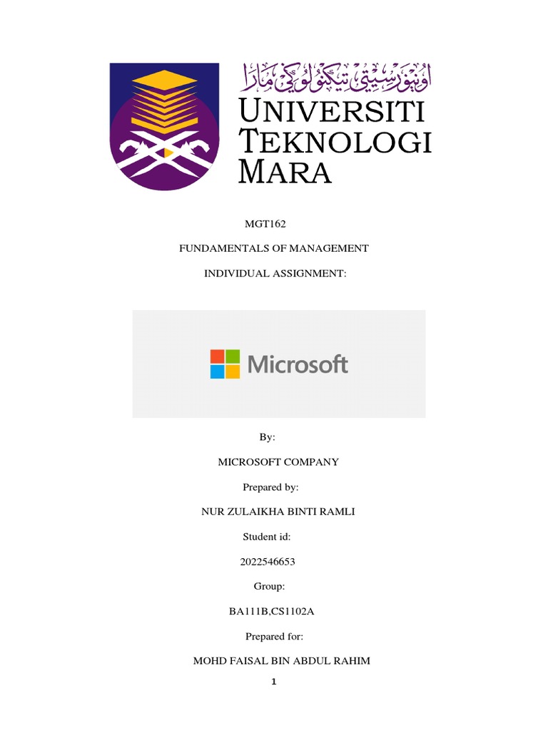 MGT162 Individual | PDF | Microsoft | Strategic Planning