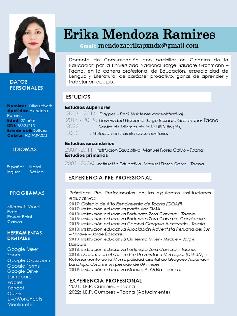 CURRICULUM 2022 - ERIKA MENDOZA (1) - Erika Mendoza | PDF