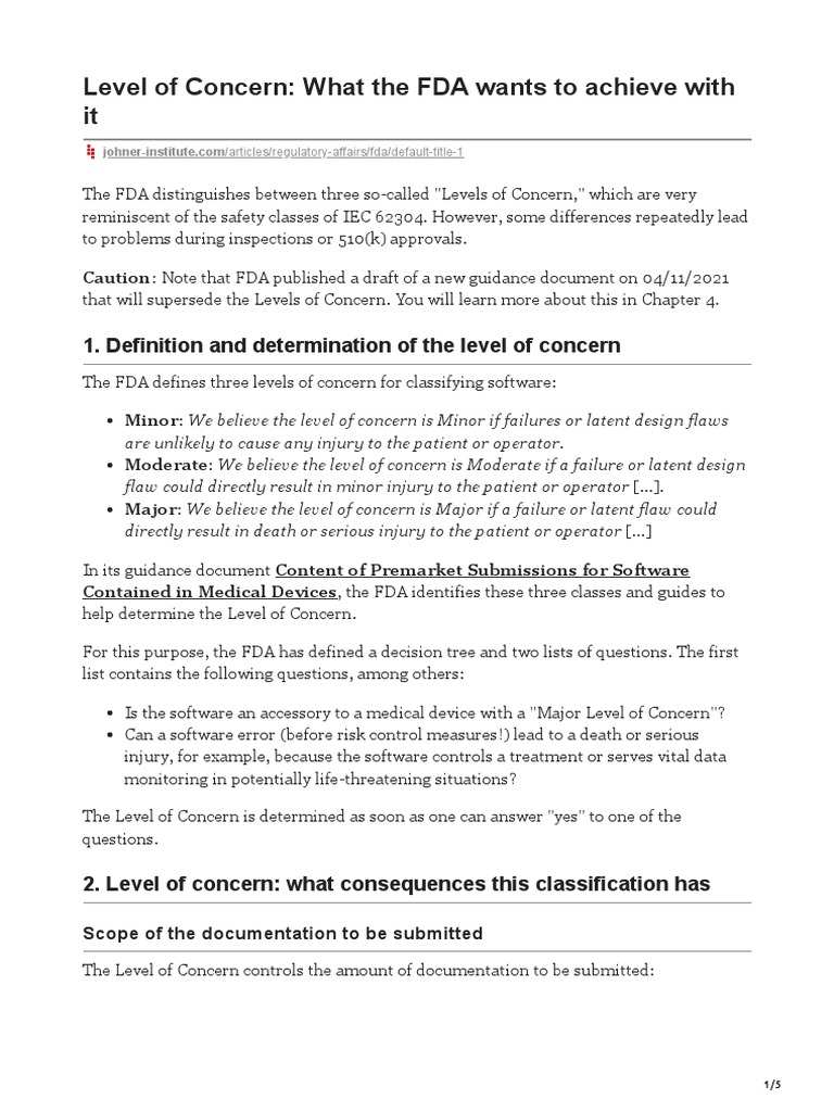 Level of Concern What The FDA Wants To Achieve With It | PDF | Food And ...