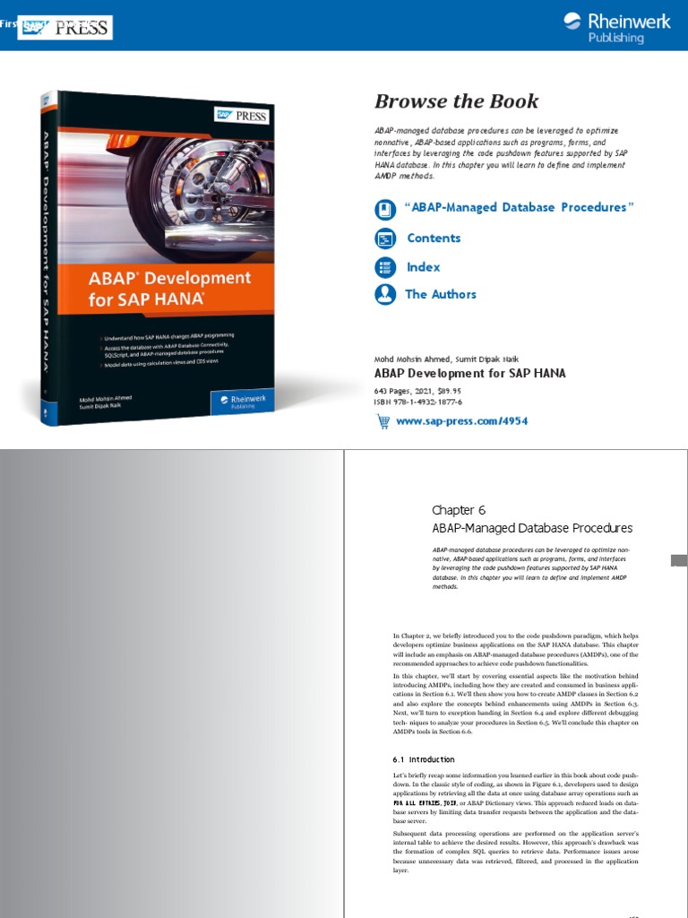 Reading Sample Sap Press Abap Development For Sap Hana | PDF | Method ...