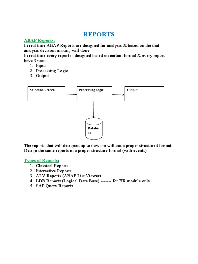 Reports Sap Abap | PDF | Computer Program | Programming Reports Sap Abap | PDF | Computer Program | Programming