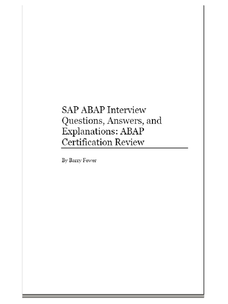 Sap Abap Certification Review Sap Abap Interview Questions Answers And Explanations 0370