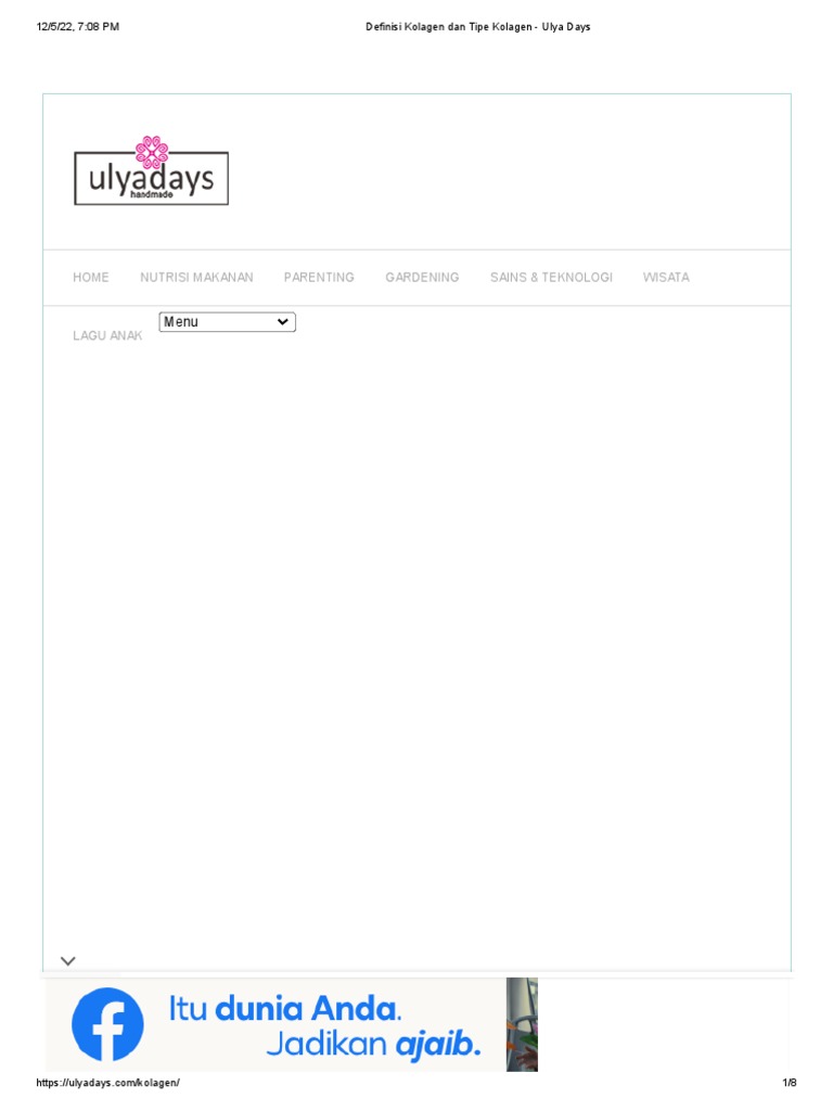 Definisi Kolagen Dan Tipe Kolagen - Ulya Days | PDF