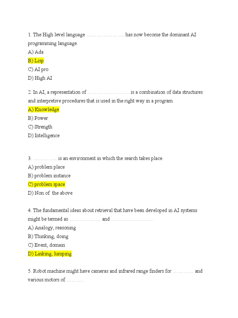 MCQs 1 | Download Free PDF | Artificial Intelligence | Intelligence (AI) & Semantics