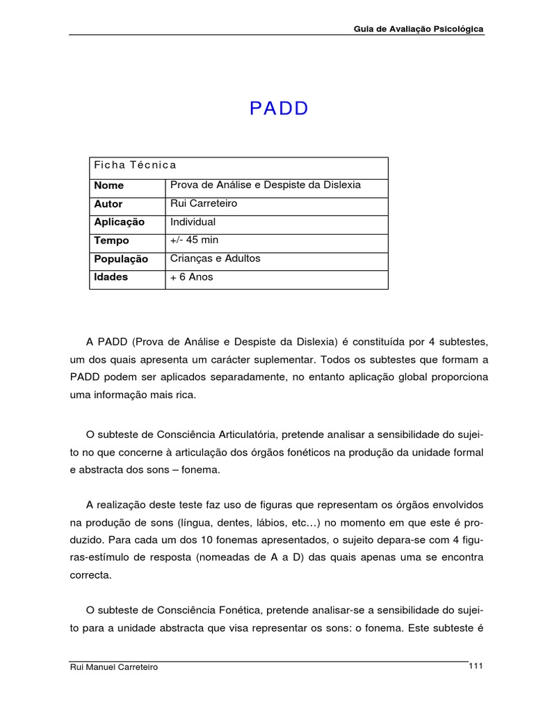 Padd | PDF | Fonema | Psicologia