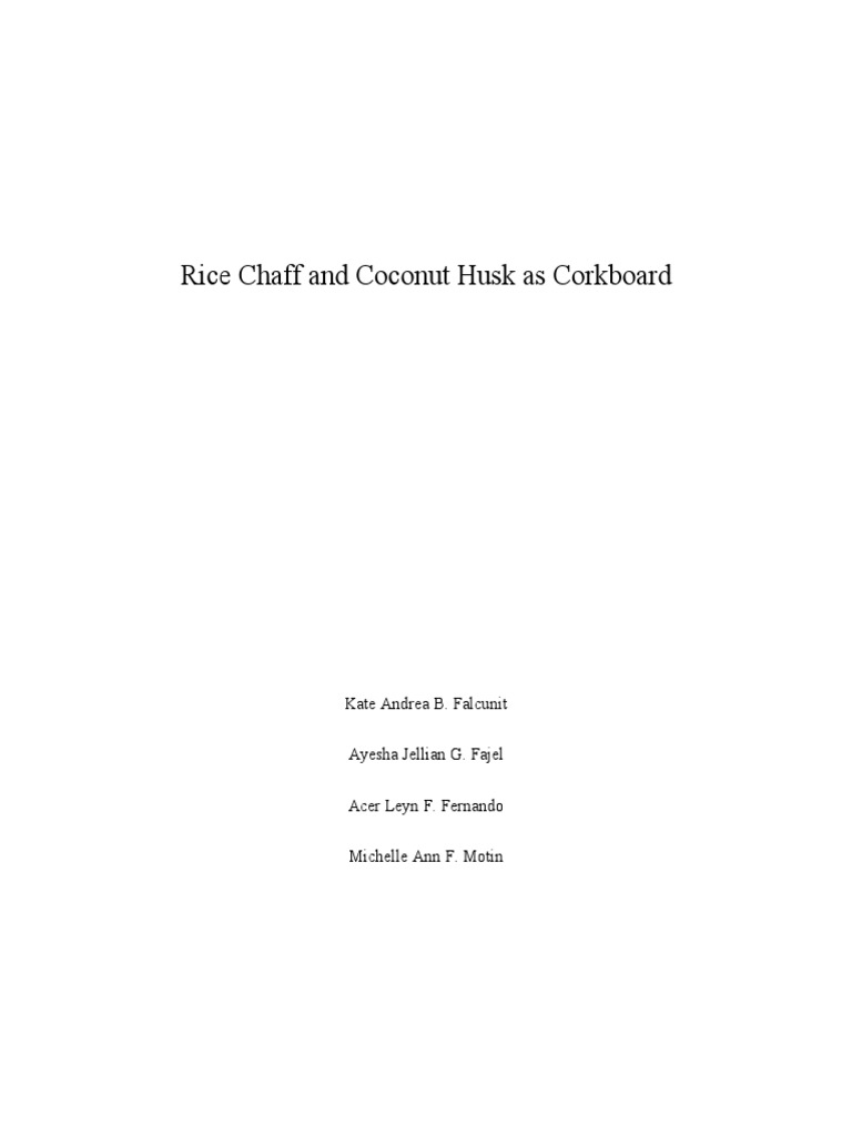 Rice Chaff and Coconut Husk Corkboard | PDF | Trees | Corn Starch