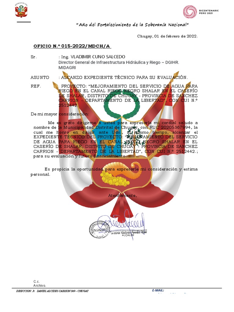 Oficio Alcaldia ... Ok 2022 | PDF | Perú