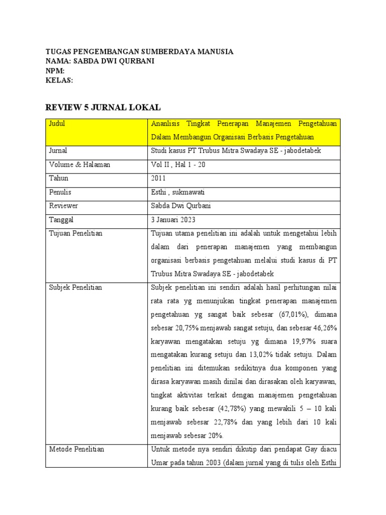 Review Jurnal Sabda | PDF | Karier & Perkembangan
