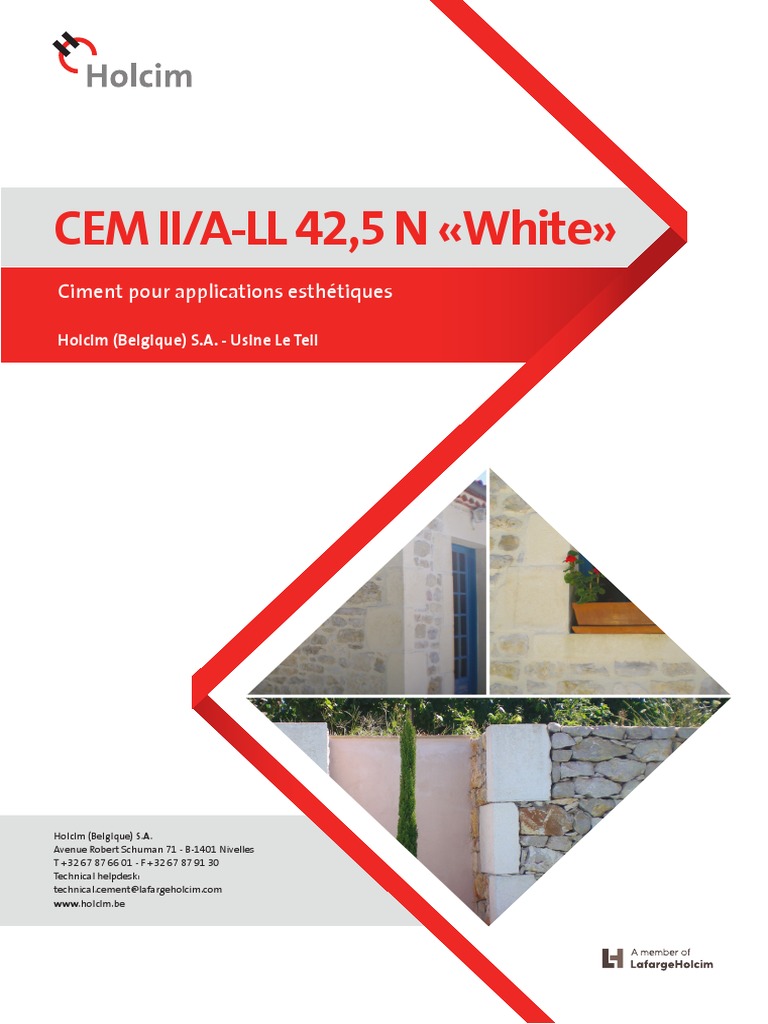 Holcim FT Cem Ii - A-Ll 42,5 N White | PDF | Ciment | Béton