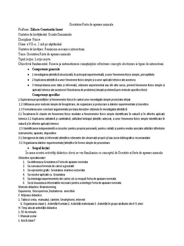 Lectia 8 Exemple de Forte Greutatea - Forta de Apasare Normala | PDF