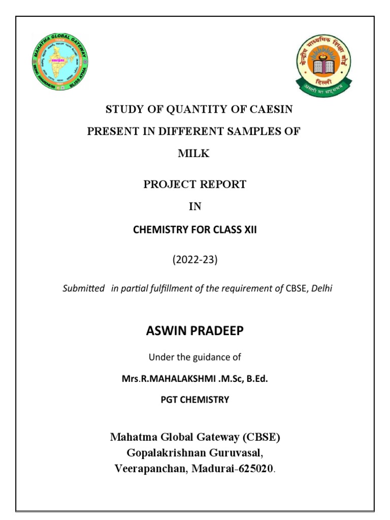 Chemistry Thesis Front | PDF | Milk | Dairy