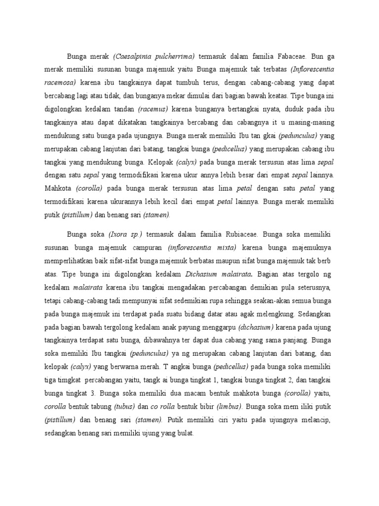 Karakteristik Bunga Merak, Soka, dan Kertas | PDF | Sains & Matematika