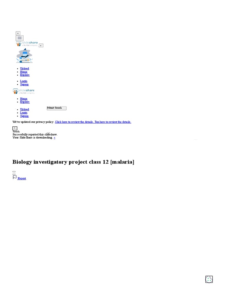 Biology Investigatory Project Class 12 (Malaria) | PDF | Malaria ...