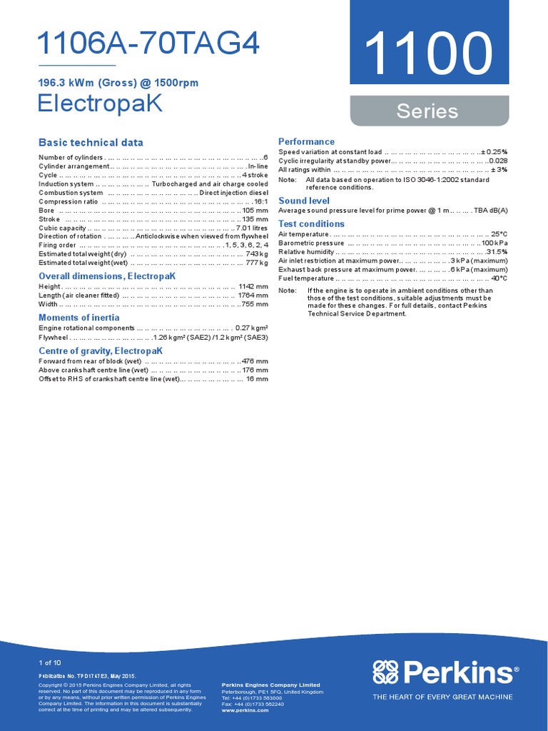 Perkins Engines 1106A-70TAG4 | PDF | Vehicle Technology | Engine Technology