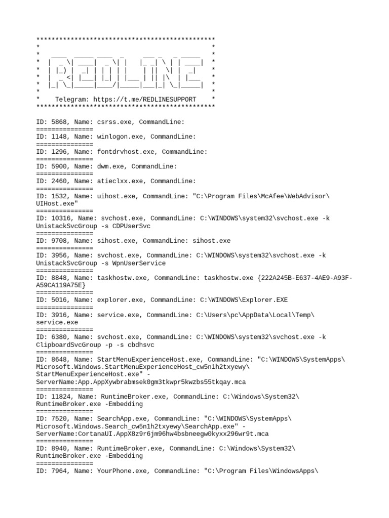 Process List | PDF | Command Line Interface | Microsoft Windows