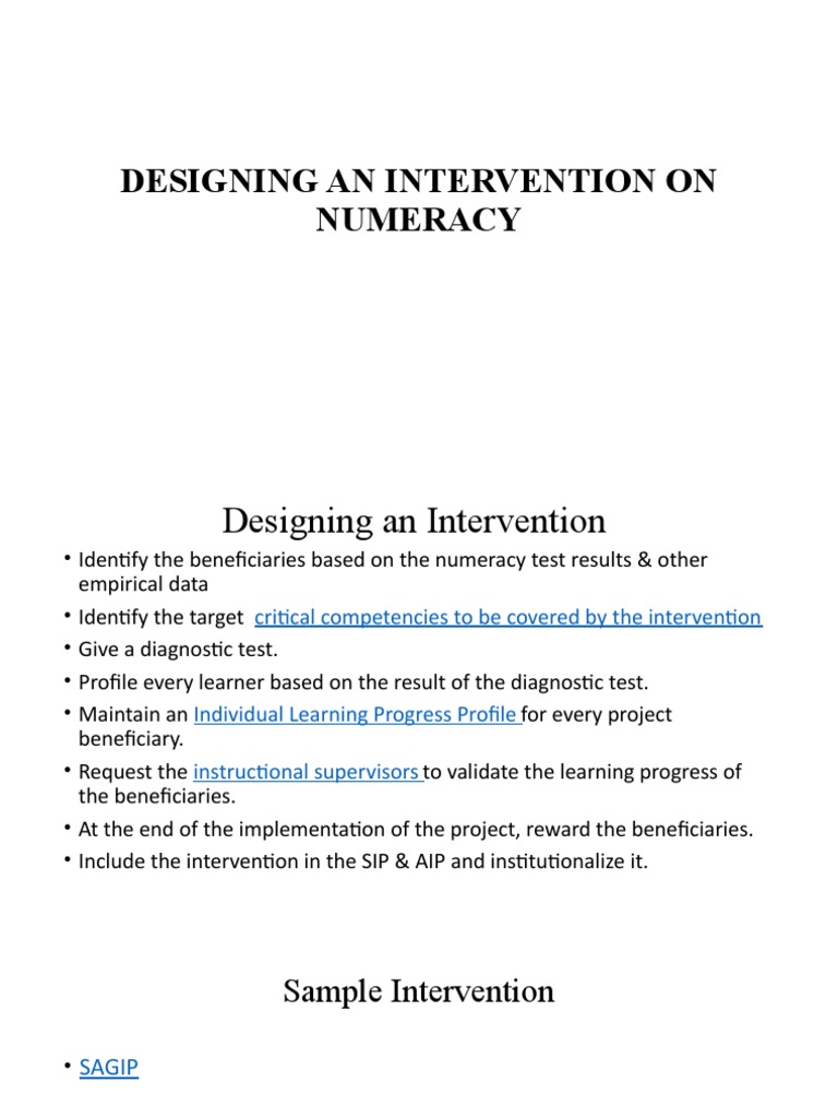 Numeracy Intervention Design Guide | PDF | Career & Growth
