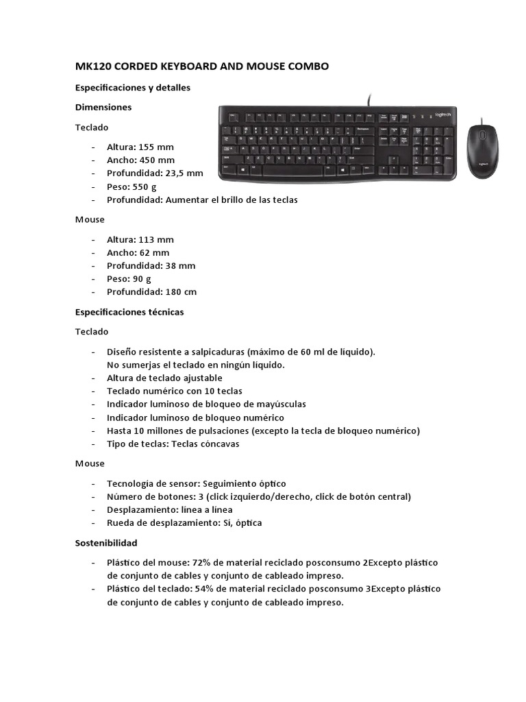 Mk120 Corded Keyboard And Mouse Combo Pdf