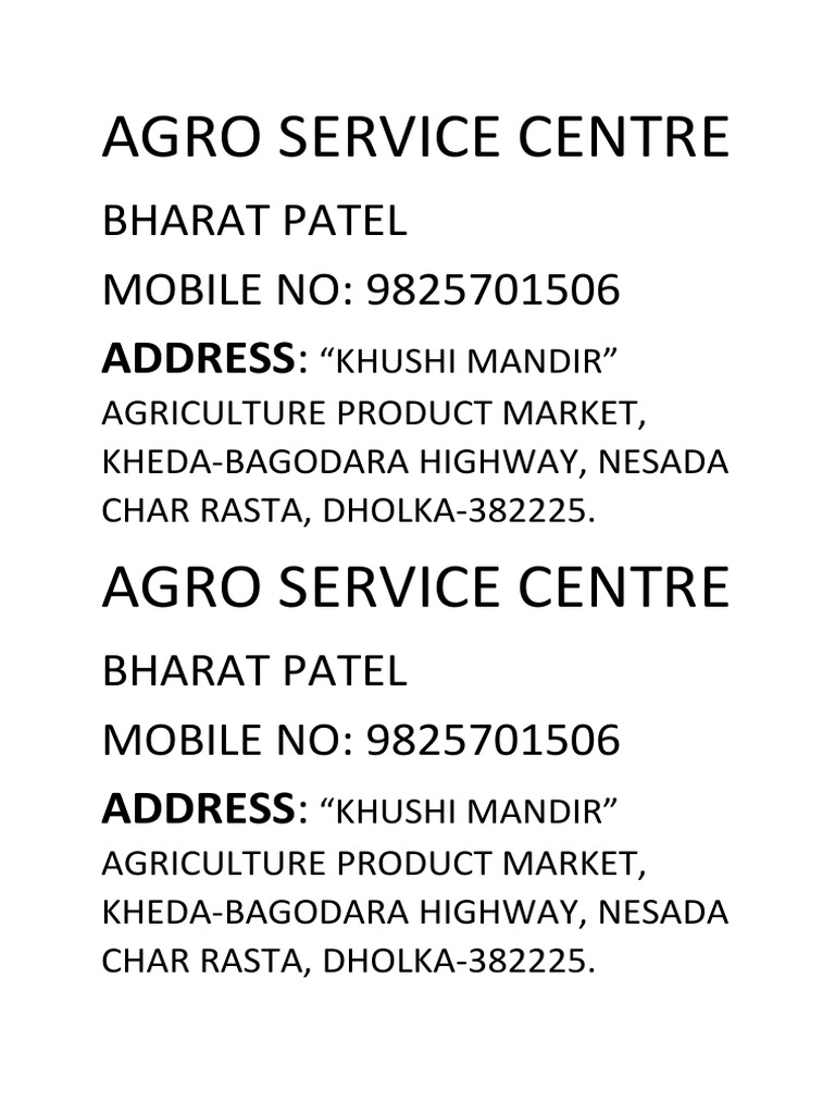 Agro Service Centre | PDF