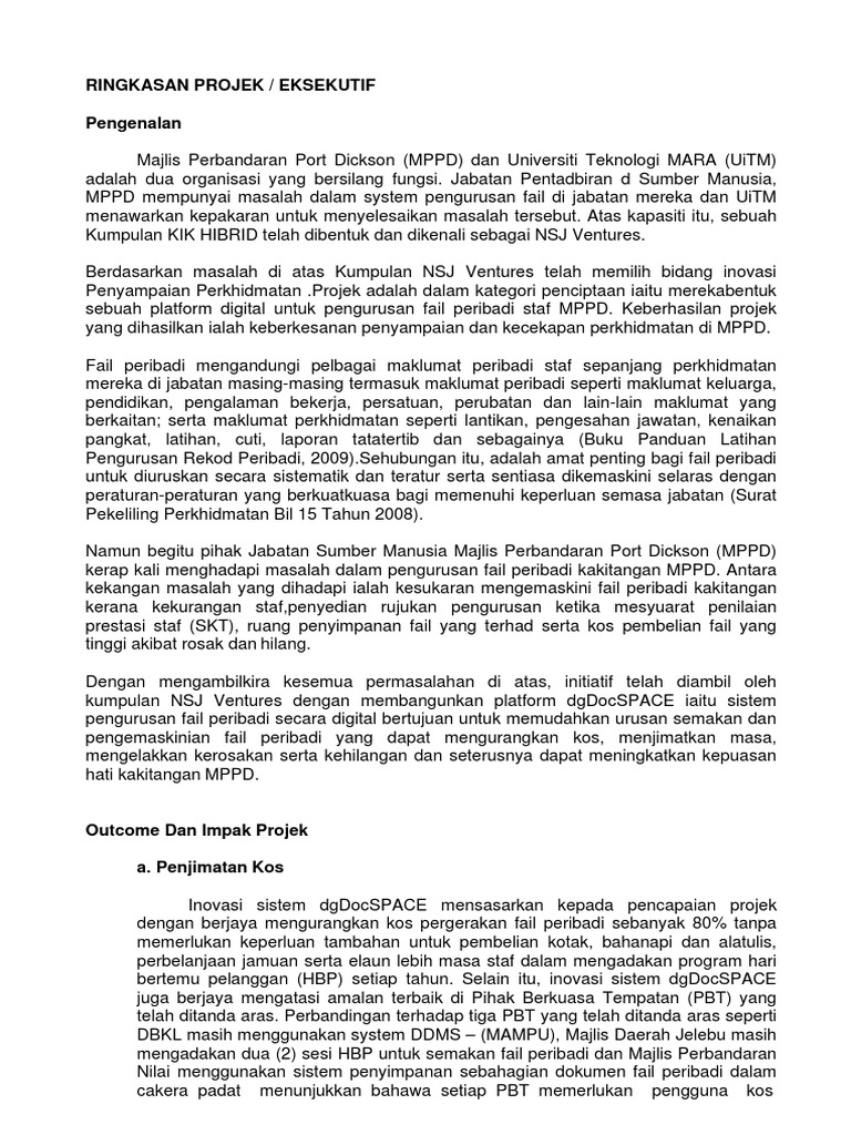 RINGKASAN EKSEKUTIF dgDocSPACE KIK SUK 2019 | PDF
