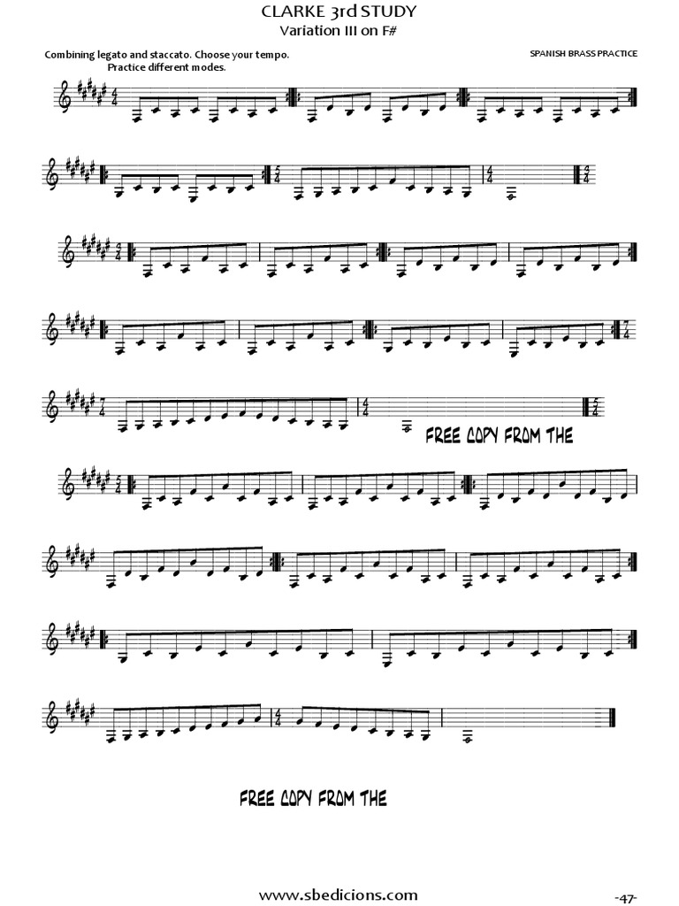25 - CLARKE 3rd STUDY - VARIATION III - F# | PDF | Notation musicale ...