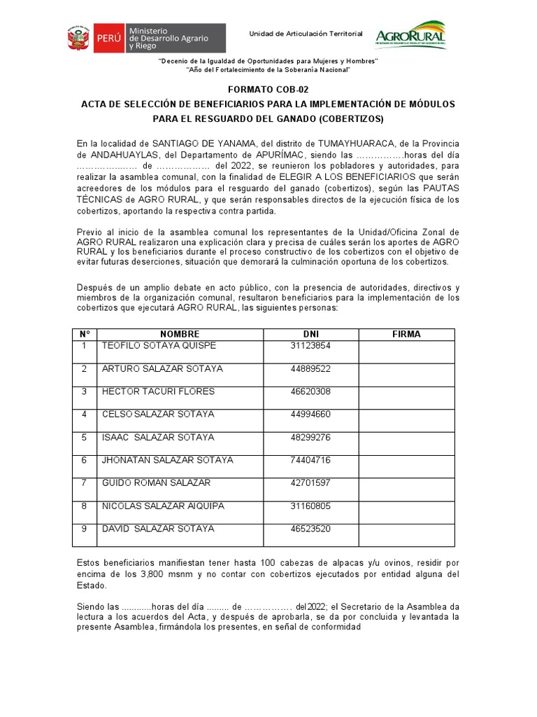 Formato Cob-02 | PDF