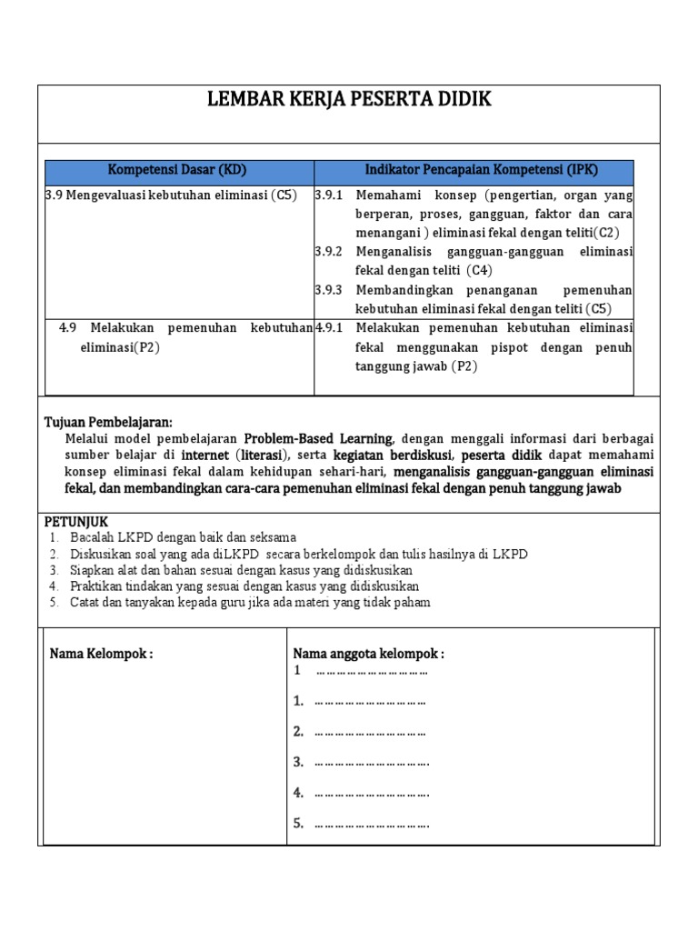 Lembar Kerja Peserta Didik (LKPD) | PDF Lembar Kerja Peserta Didik (LKPD) | PDF