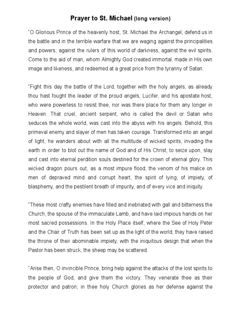 Prayer To ST Michael - Long Version | PDF | Satan | Mary, Mother Of Jesus