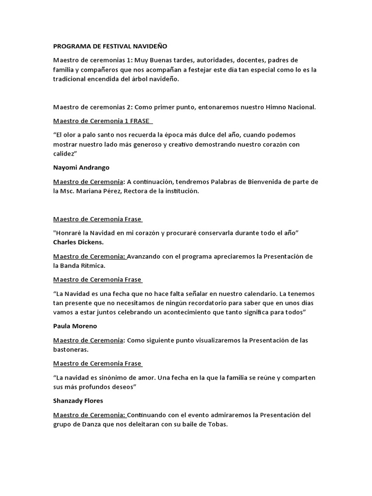 Programa de Festival Navideño Borrador | PDF | Navidad