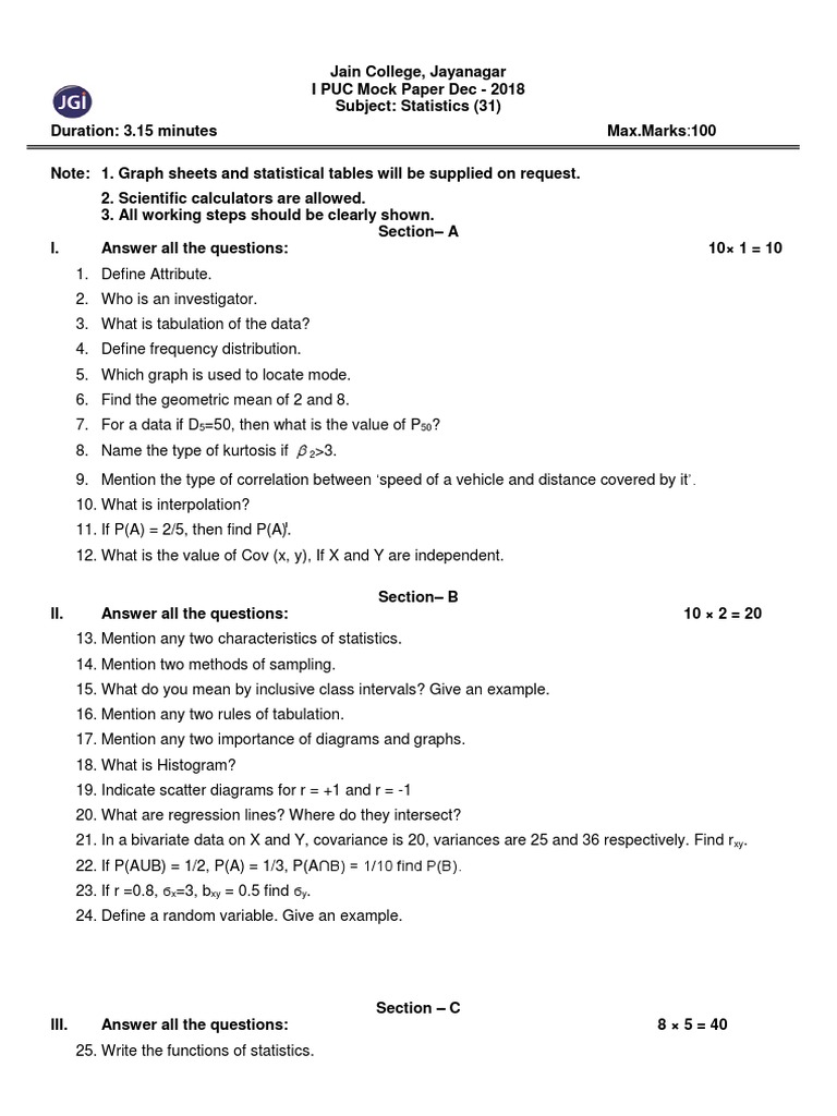 Statistics Paper | PDF | Statistics | Mode (Statistics)