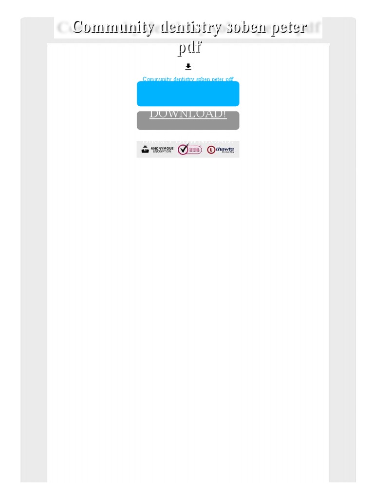 Community Dentistry Soben Peter PDF | PDF