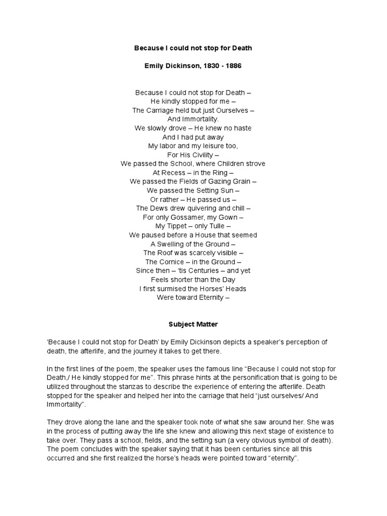 6.because I Could Not Stop For Death | Download Free PDF | Metre ...