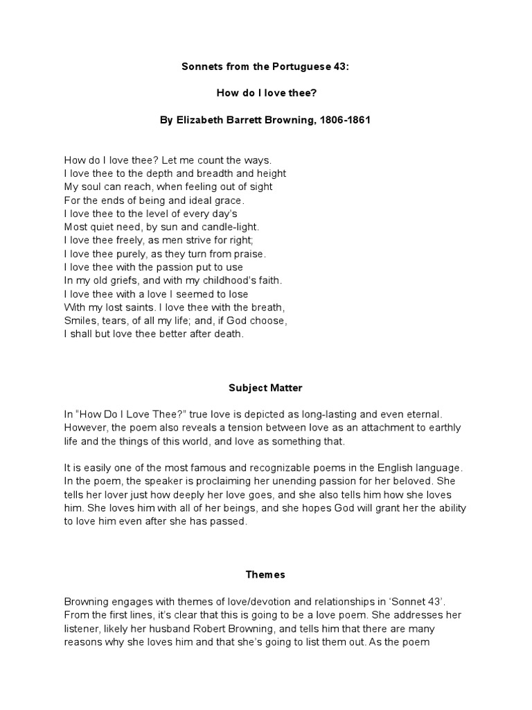 5.how Do I Love Thee | PDF | Poetry | Sonnets