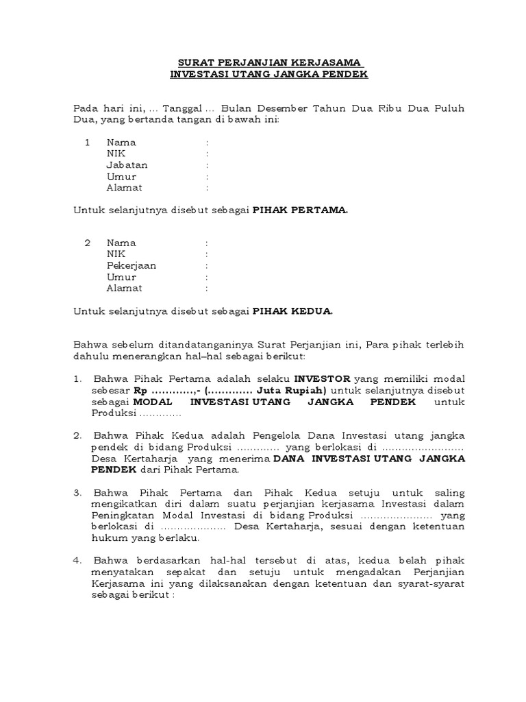 Draf SPK Investasi 1 | PDF