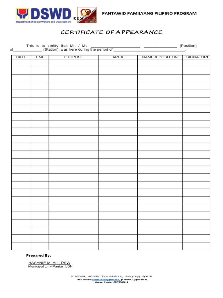 Certificate of Appearance | PDF