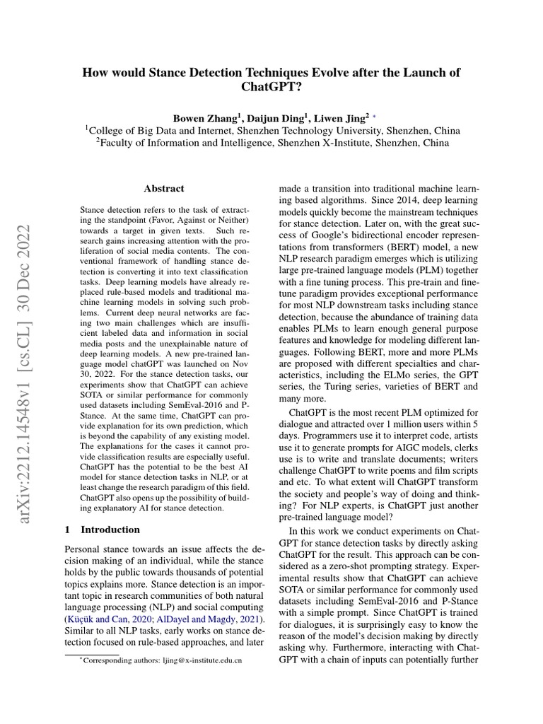 How Would Stance Detection Techniques Evolve After The Launch Pdf Deep Learning Machine